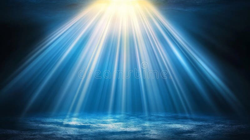 Light Beams Shine Underwater Illuminating Ocean Floor Stock ...
