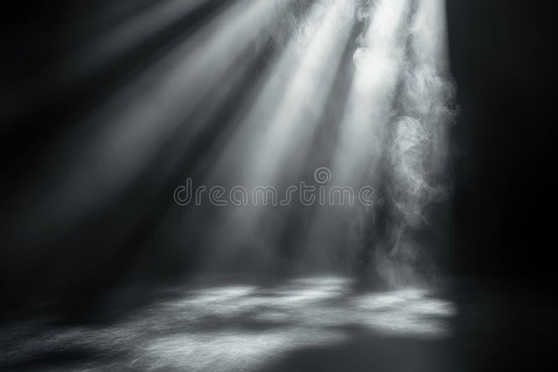 Light Beams Shining through Smoke Over Dark Background Creating a ...