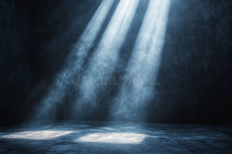 Light Beams Shining through Smoky Atmosphere in Dark Room, Creating ...