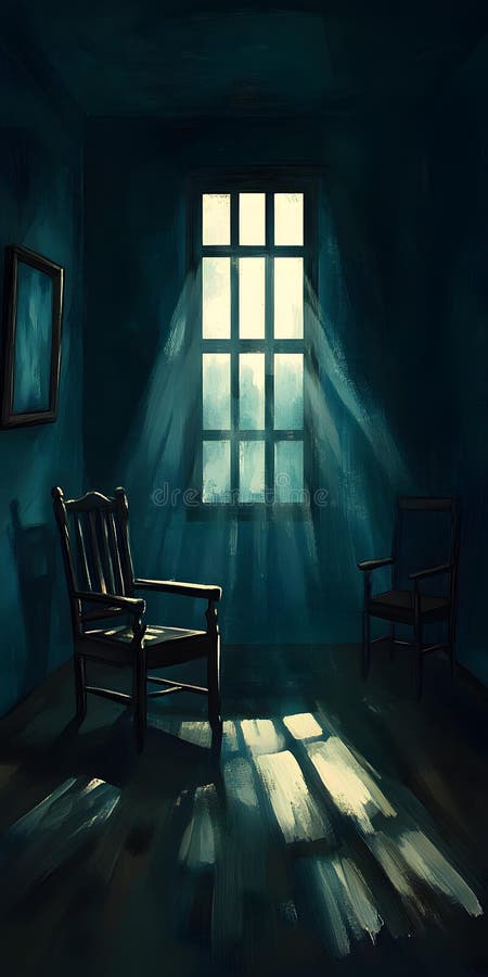 Light Beams through Window in Dark Room Generated Using AI. Stock ...