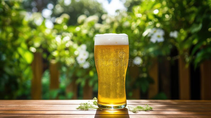 Light beer glass overhead stock illustration. Illustration of table ...