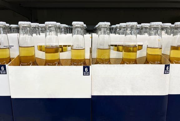 Light Beer in Packs of 6 Bottles Close-up Stock Photo - Image of ...
