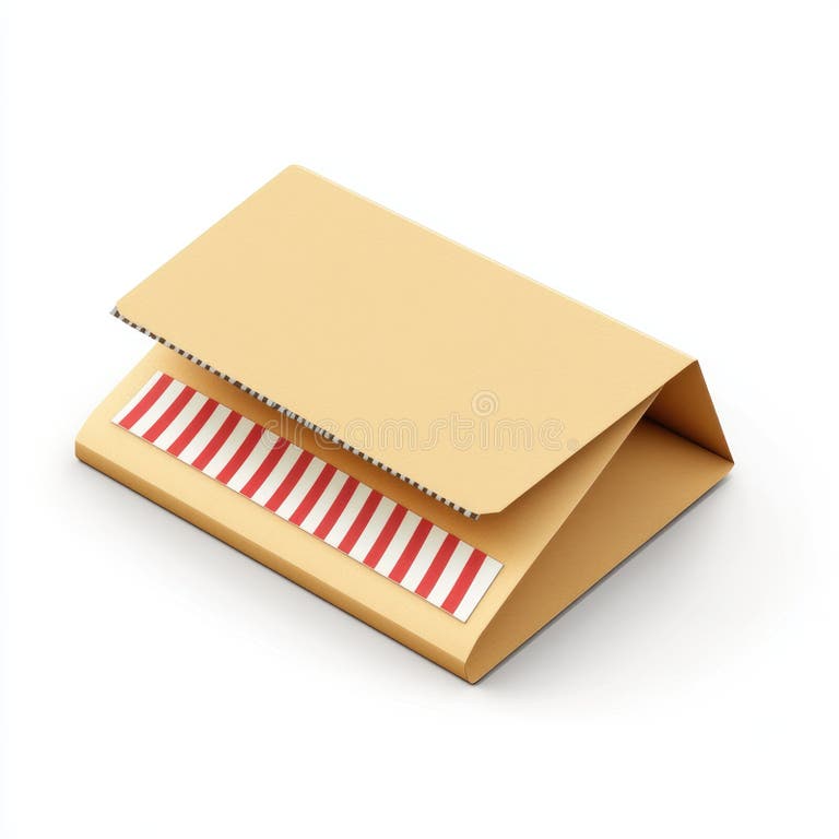 Beige Folder with Red and White Striped Label, 3D Illustration. Stock ...