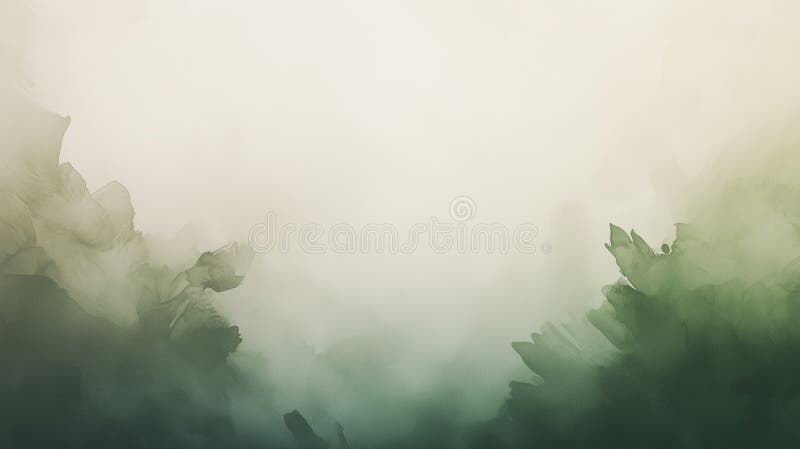 Light Beige and Dark Green Abstract Watercolor Backdrop with Smoky ...