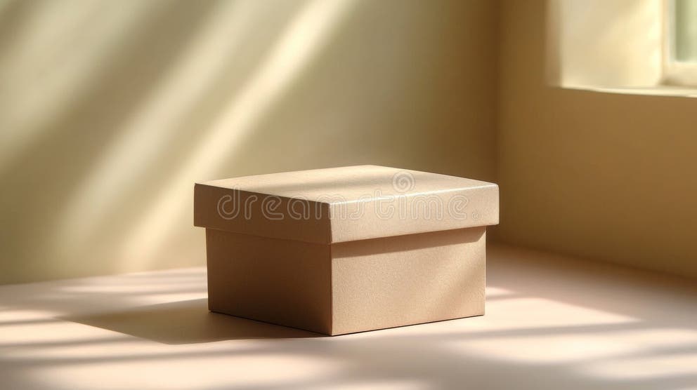 Light Beige Gift Box on Pastel Pink Surface Stock Illustration ...