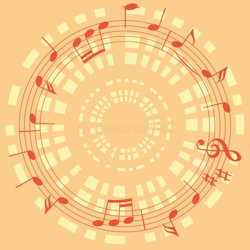 Light Beige Music Background with Musical Notes As Round Frame and ...
