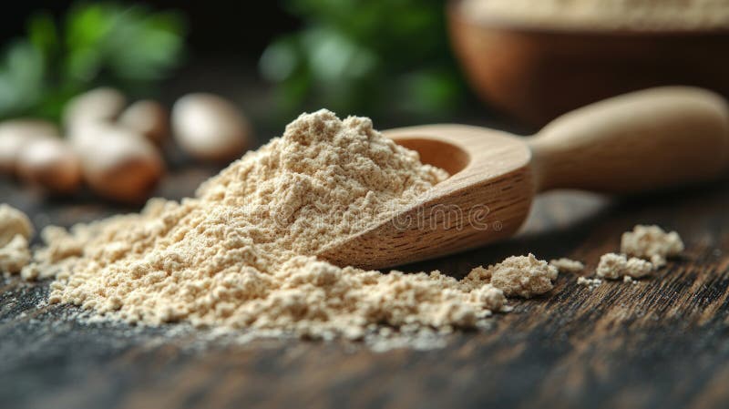 Light Beige Powder in Wooden Scoop Stock Illustration - Illustration of ...