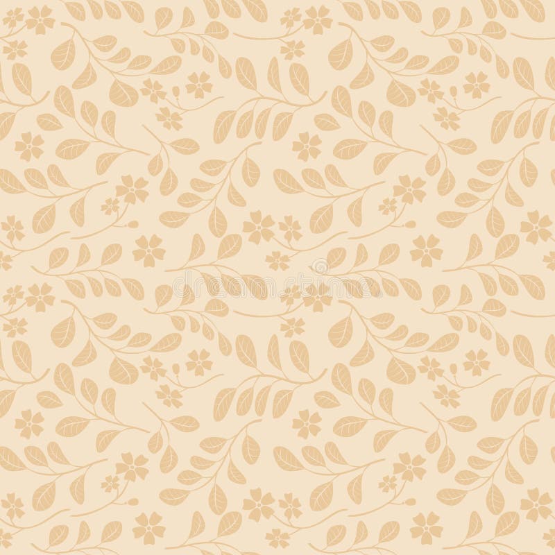 Beige Floral Pattern with Branches - Seamless Vector Stock Vector ...