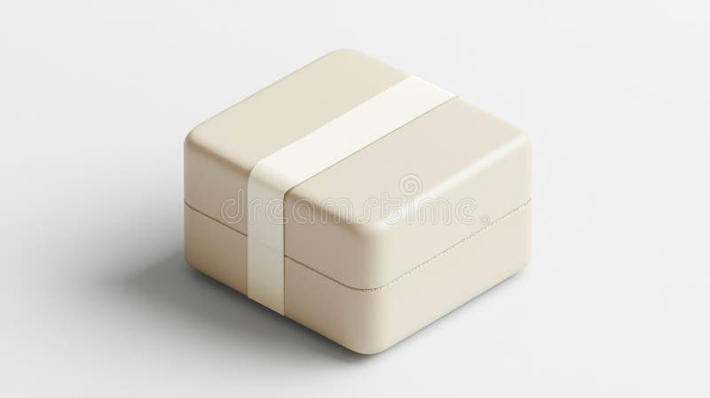 Light Beige Square Box with White Band Stock Illustration ...