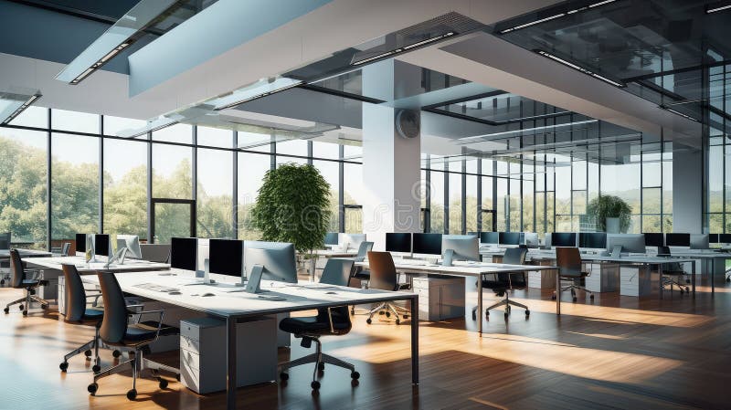 Light big office stock illustration. Illustration of windows - 368987566