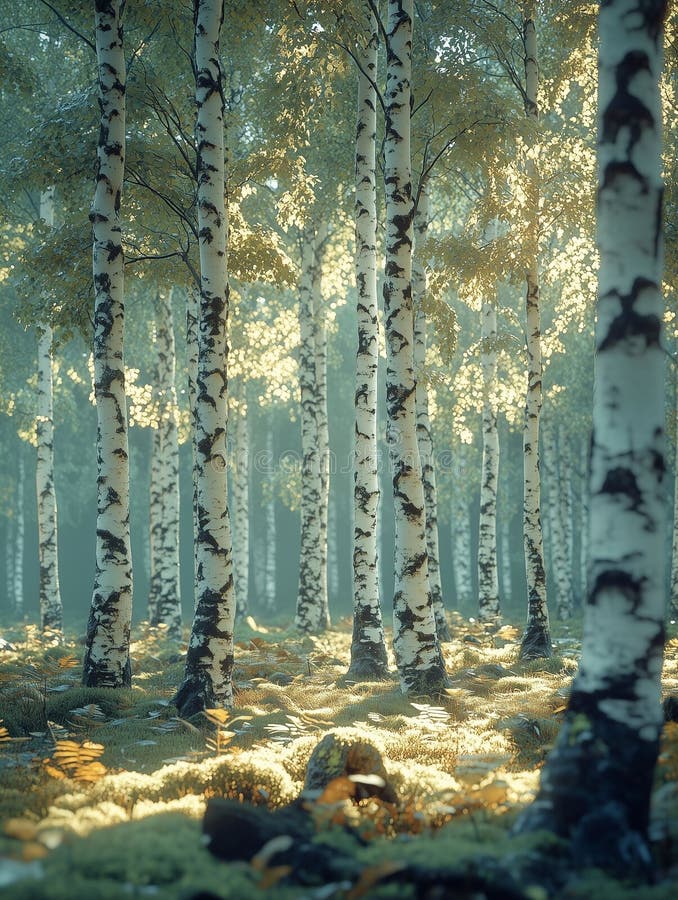 Light Birch: Forest Detail Shot Stock Illustration - Illustration of ...