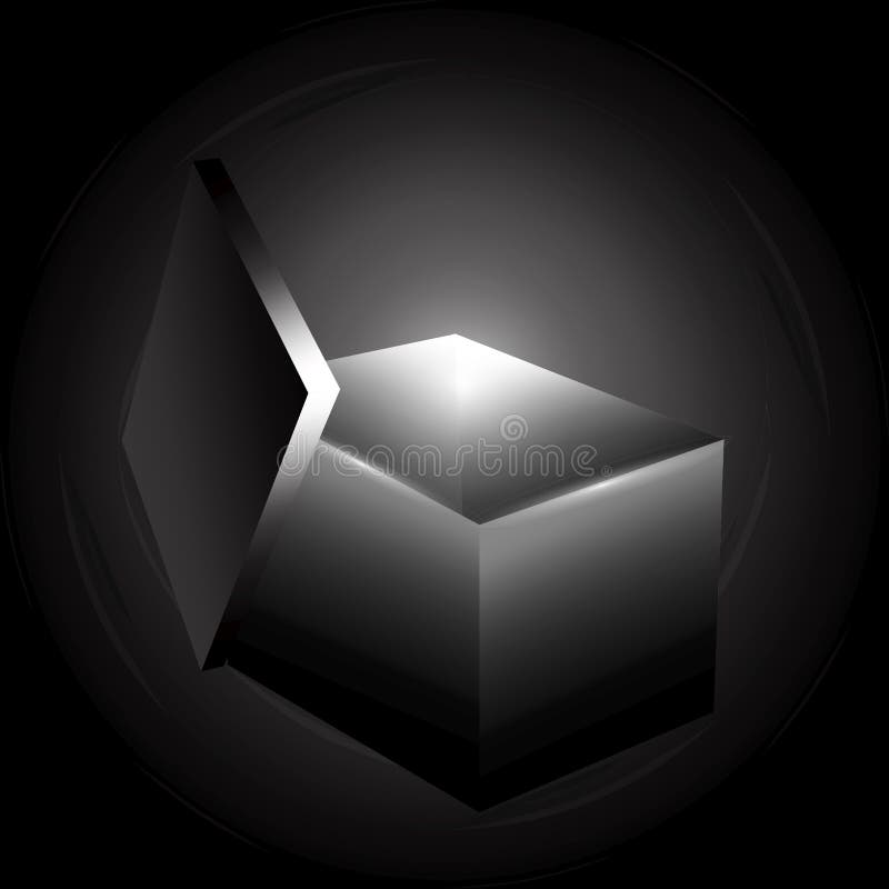 Light from Black Box in 3d Style on Black Background. Open Gift Box ...