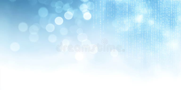 Light Blue Abstract Background, Data Flow, Defocused Background with Binary Code Stream Matrix ...