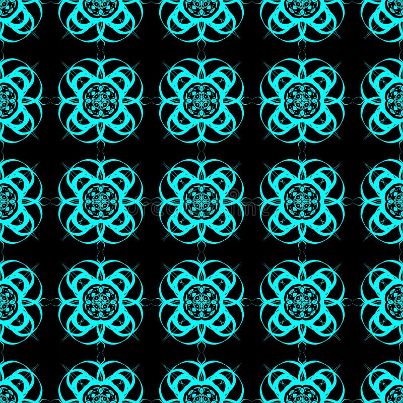 Light Blue Abstract Seamless Pattern on a Black Background Stock ...