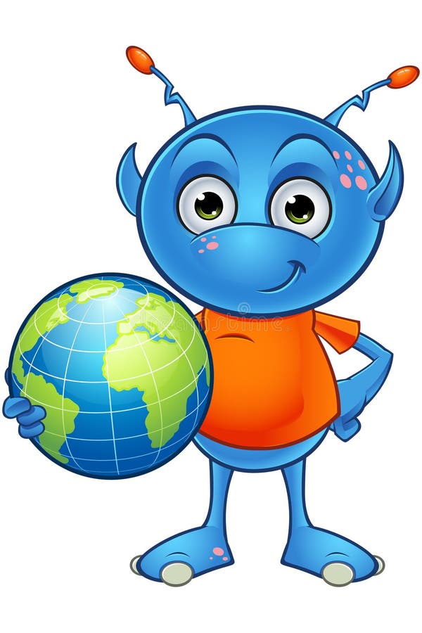 Light Blue Alien Character stock vector. Illustration of aliens - 48905235