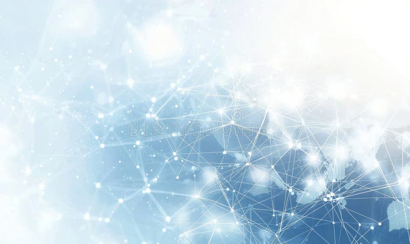 A Light Blue Backdrop Featuring a Digital World Map and Global Network ...