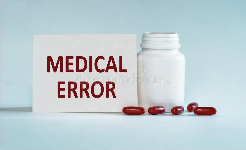 On a Light Blue Background a Card with the Text MEDICAL ERROR Near the ...