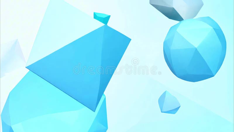Light Blue Background with Different Blue Geometric Shapes Rotating on ...