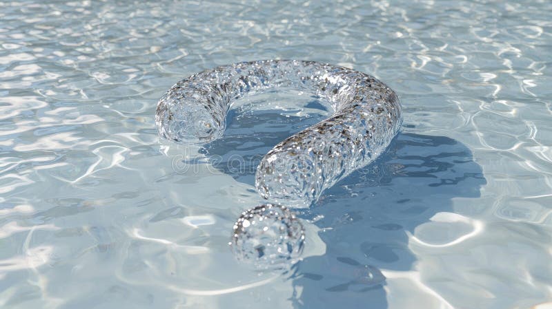 In a Light Blue Background, a Large, Transparent Blue Glass Question ...