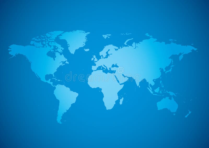 Light Blue Background with Map of the World - Vector with Radial Stock ...