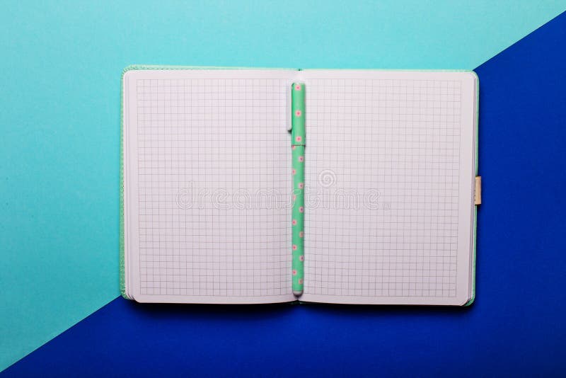 On a Light-blue-blue Background - an Open Empty Notebook. Copy Space ...