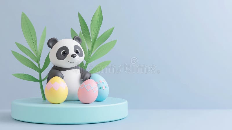 A Light Blue Background Provides a Serene Setting for a Cute Panda ...