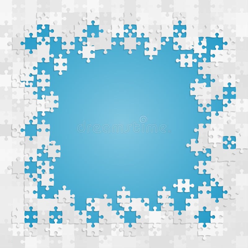 The Light Blue Background Puzzle. Frame. Jigsaw. Stock Vector ...