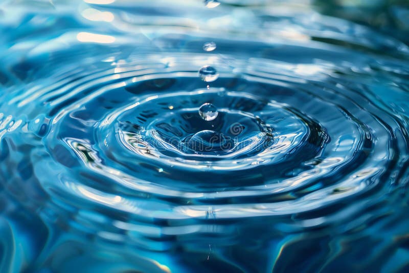 Light Blue Background, Ripples in Water, Circular Pattern, Top View ...
