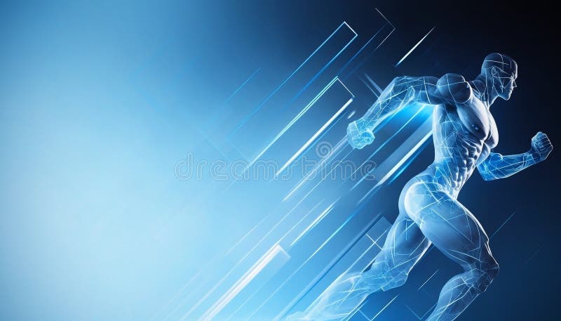 Light Red and Blue Background with a Running Athlete. Stock ...