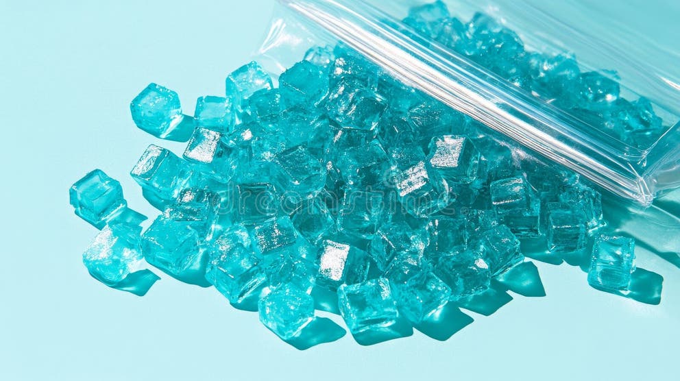 A Light Blue Background Serves As the Setting for a Clear Plastic Bag ...