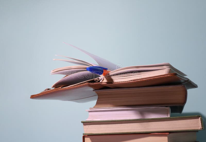 829 Stack Blue Books Light Blue Background Stock Photos - Free ...