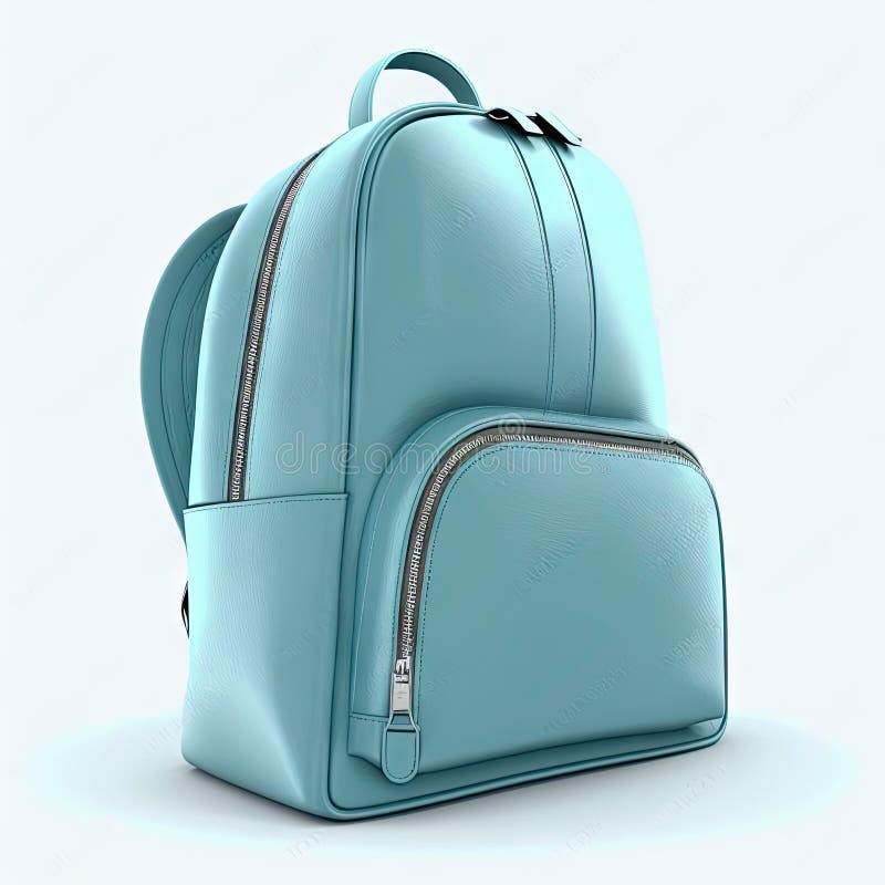 Light Blue Backpack Mockup with Big Lock and Handles Stock Photo ...