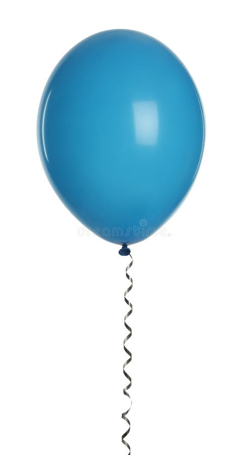 Light Blue Balloon with Ribbon Isolated on White Stock Image - Image of ...