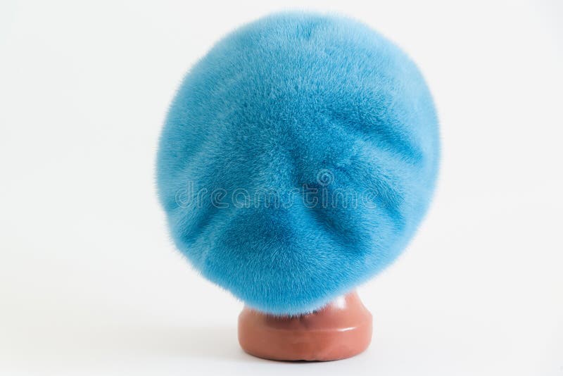 Light Blue Beret from Natural Mink on Mannequin. Back View Stock Photo ...