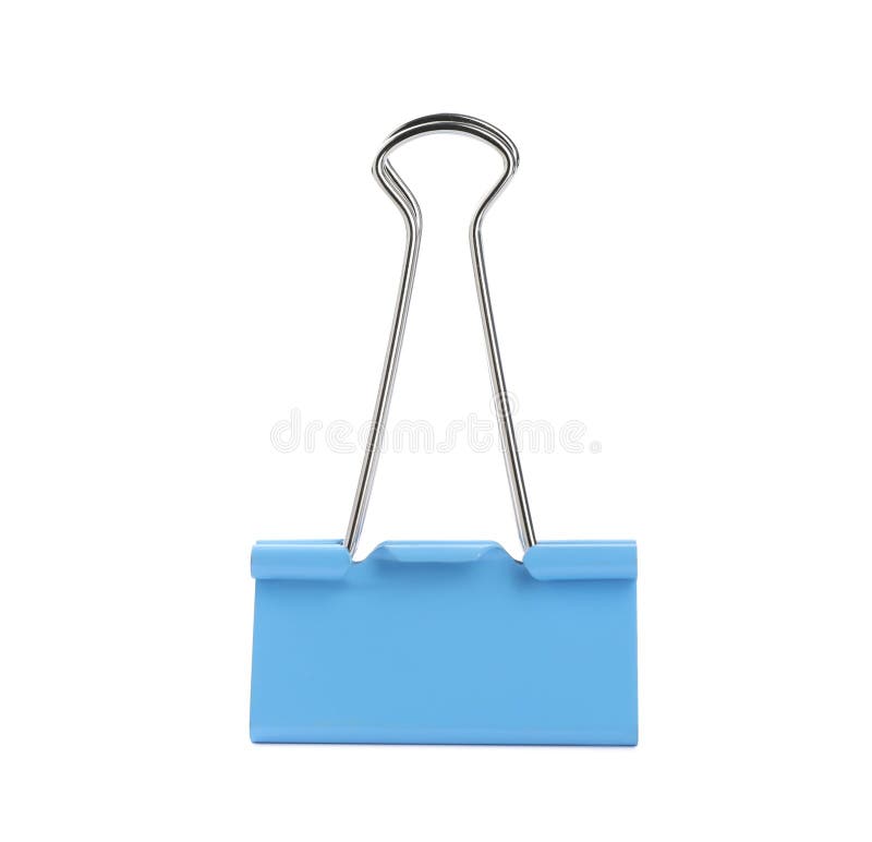 Light Blue Binder Clip Isolated on White. Stationery Stock Photo ...