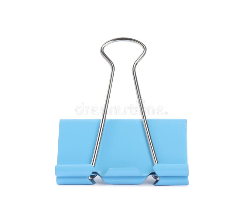 Light Blue Binder Clip Isolated on White. Stationery Stock Image ...