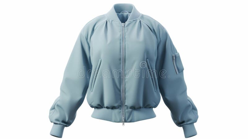 Light Blue Bomber Jacket on White Background, Generative AI Stock Photo ...