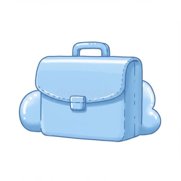 Light Blue Briefcase on Fluffy Clouds Illustration Stock Illustration ...