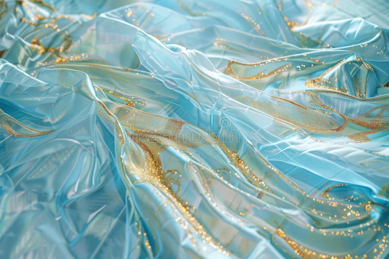 Light Blue with Bright Gold Reflections, Hologram, Flowing Fabrics ...