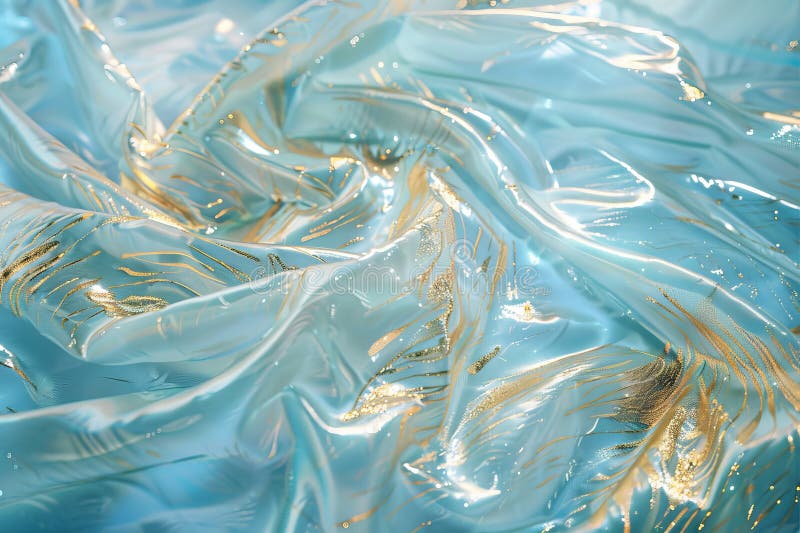 Light Blue with Bright Gold Reflections, Hologram, Flowing Fabrics ...