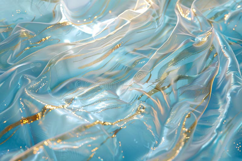 Light Blue with Bright Gold Reflections, Hologram, Flowing Fabrics ...