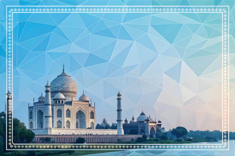 Light Blue Bright Triangle Polygon Background Frame Stock Illustration ...