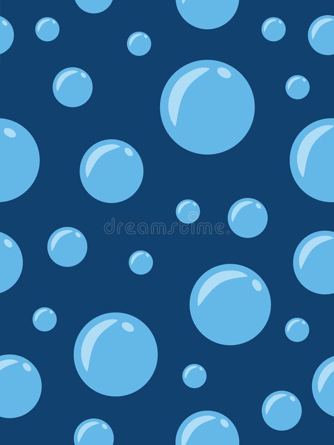 Light Blue Bubbles Water Drop on Marine Blue Background Seamless Stock ...