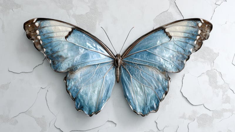 Light-blue Butterfly, Delicate Wings, Textured Background Stock ...