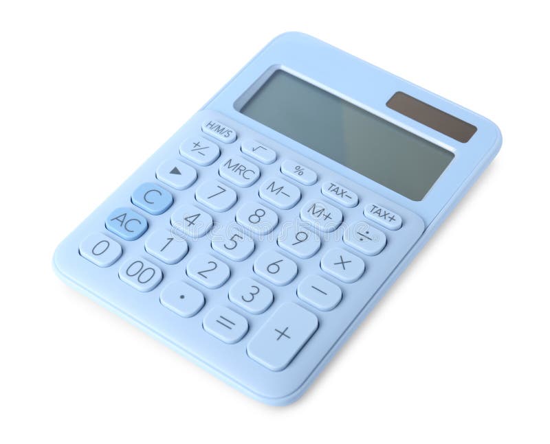 Light Blue Calculator on White Background. School Stationery Stock ...