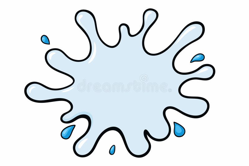 A Light Blue Cartoon Water Splash Against a White Background. Stock ...