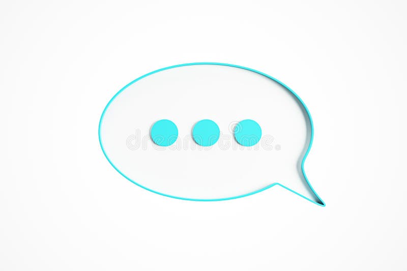 Light Blue Chat Bubble with Ellipsis on White Background. 3D Rendering ...