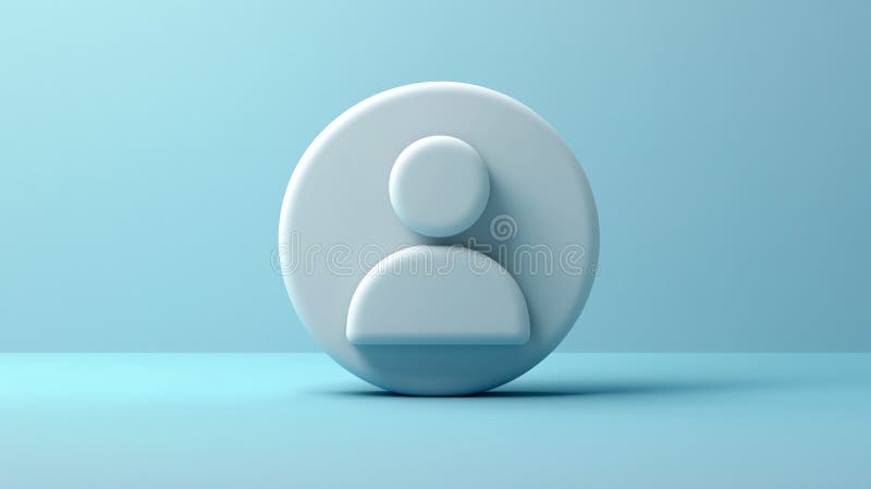 Light Blue Circular Profile Icon in a Minimal 3D Design on a Soft Blue ...