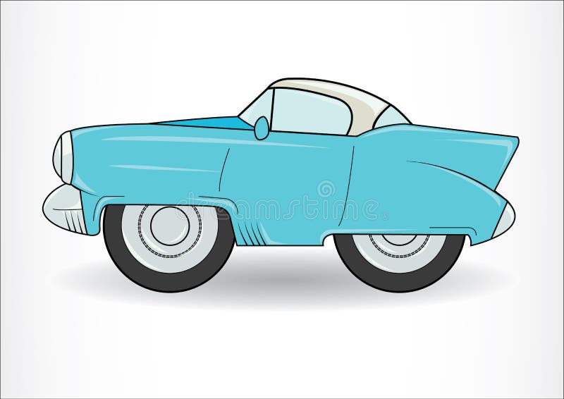 Light Blue Classic Retro Car. on White Background Stock Vector ...