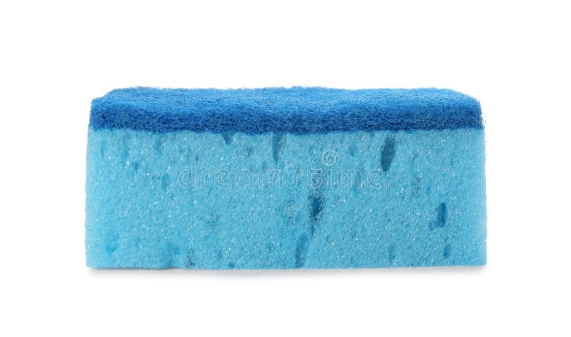 Light Blue Cleaning Sponge with Abrasive Scourer Isolated on White ...